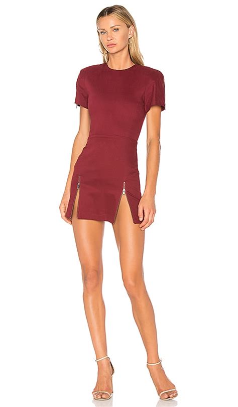 Vatanika High Zip Slit Mini Dress In Burgundy Revolve