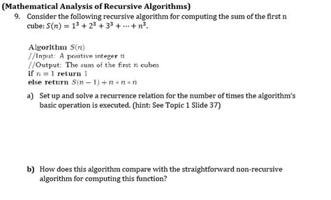 solved mathematical analysis of recursive algorithms 9