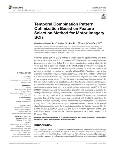 pdf temporal combination pattern optimization based on feature selection method for motor