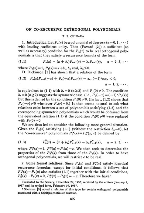 pdf on co recursive orthogonal polynomials