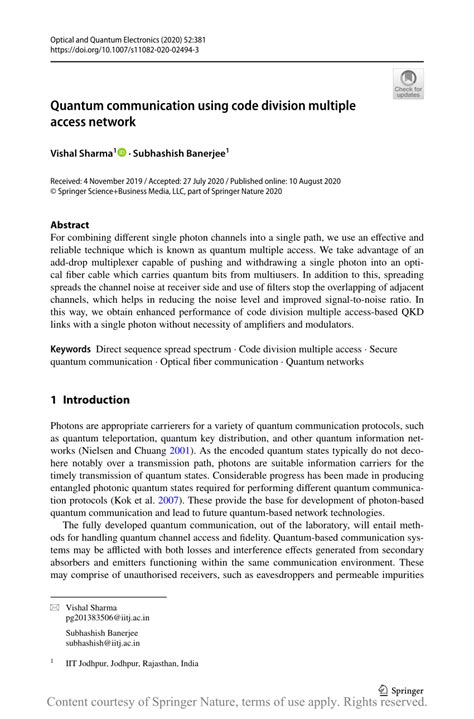 quantum communication using code division multiple access network request pdf