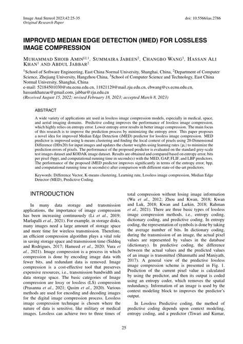pdf improved median edge detection imed for lossless image compression