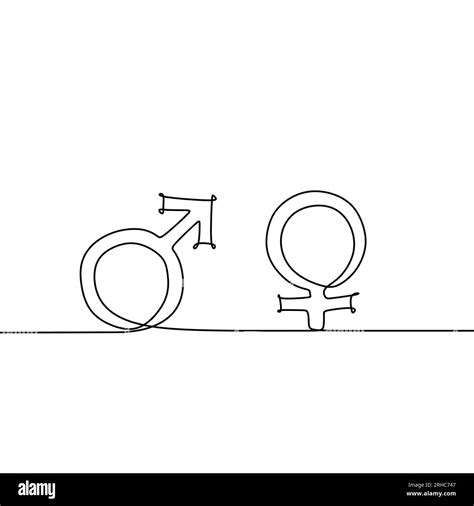 male and female symbol continuous line drawing vector illustration concept of gender sign stock