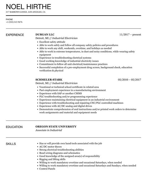 Industrial Electrician Resume Korinnamckibben623
