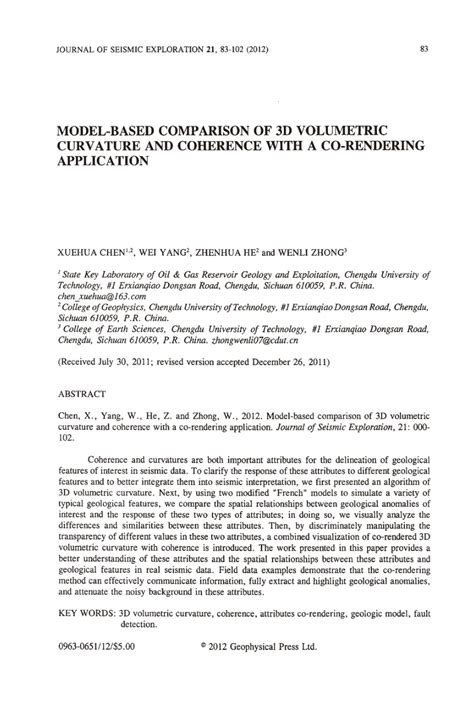 pdf model based comparison of 3d volumetric curvature and coherence with a co rendering