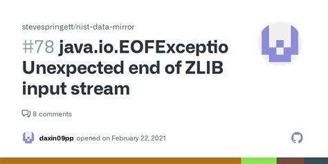 Java Io EOFException Unexpected End Of ZLIB Input Stream Issue 78