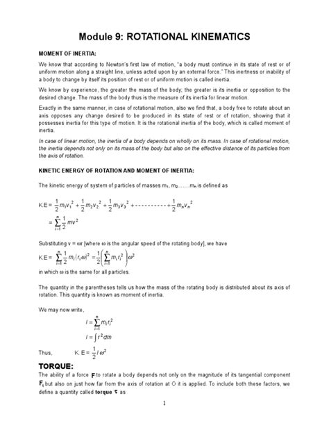 mod 9 pdf rotation around a fixed axis torque