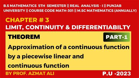 approximation of a continuous function by a piecewise linear and continuous function real