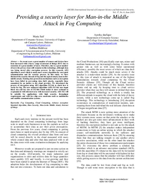 pdf providing a security layer for man in the middle attack in fog computing journal of