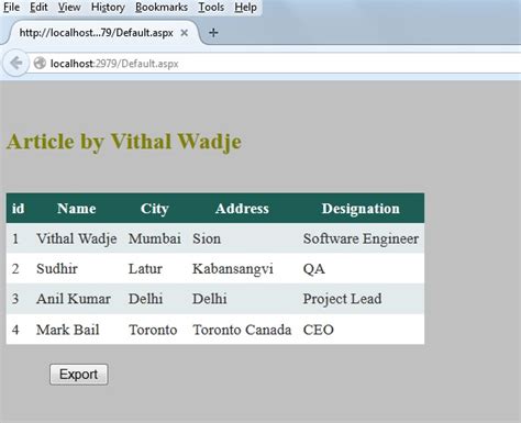 Export GridView Records To CSV Using ASP Net C