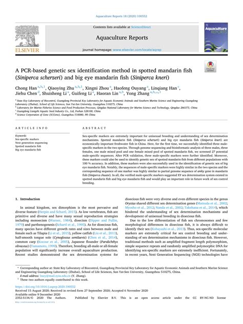 pdf a pcr based genetic sex identification method in spotted mandarin free download nude photo
