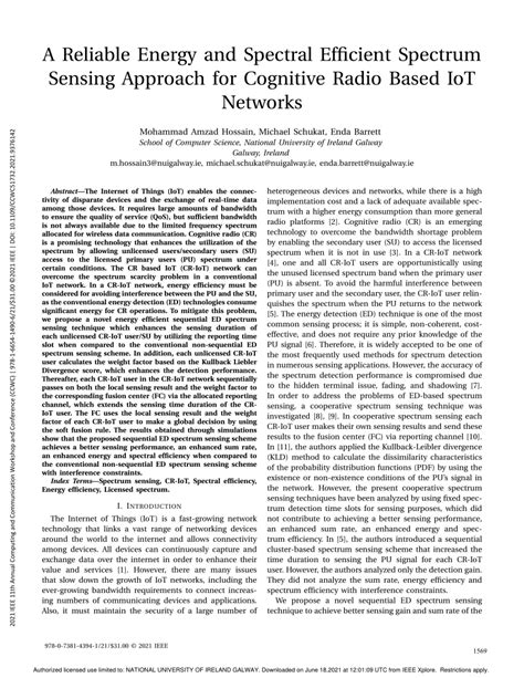 pdf a reliable energy and spectral efficient spectrum sensing approach for cognitive radio