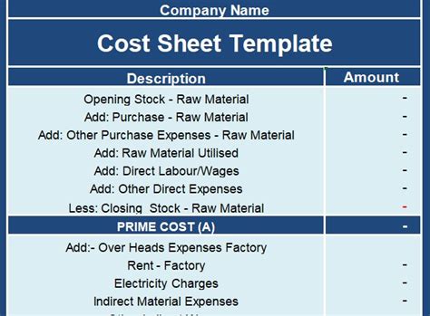 Job Costing Excel Template