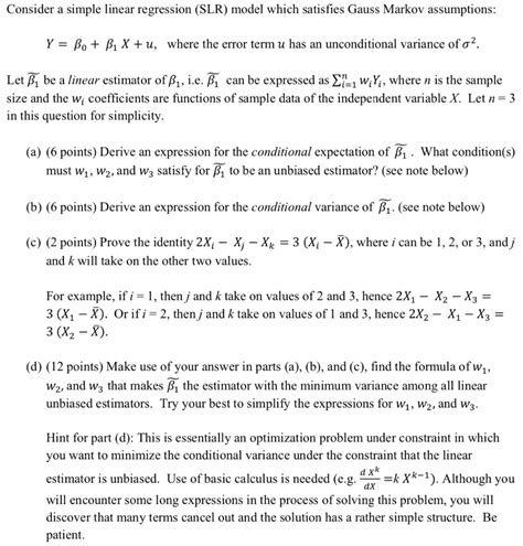solved consider a simple linear regression slr model which