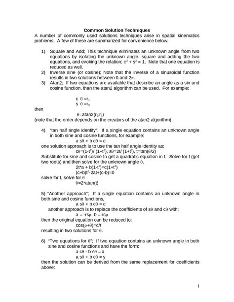 common solution techniques introduction to robotics me 4140 docsity