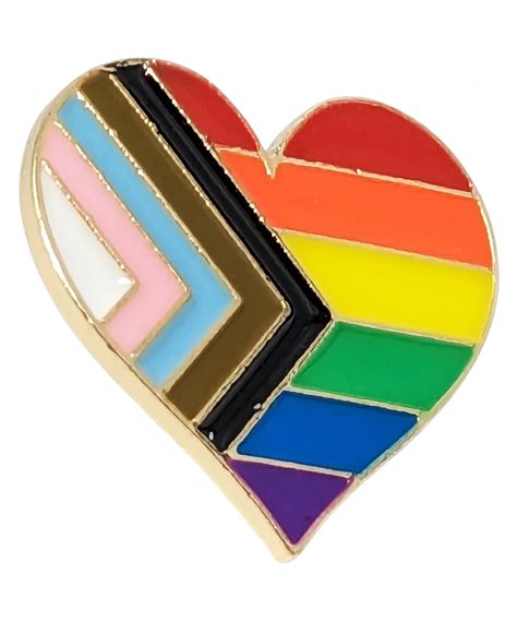 Rainbow Pride Progress Flag Enamel Lapel Pin Heart Sexystyleeu