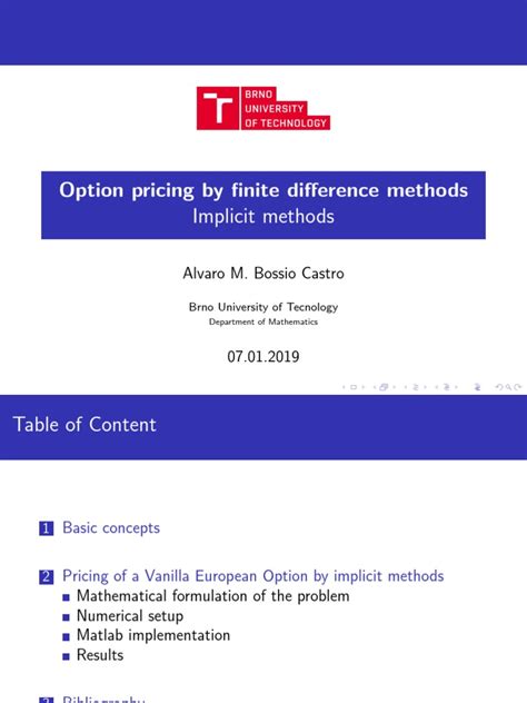 option pricing by finite difference methods implicit methods pdf black scholes model