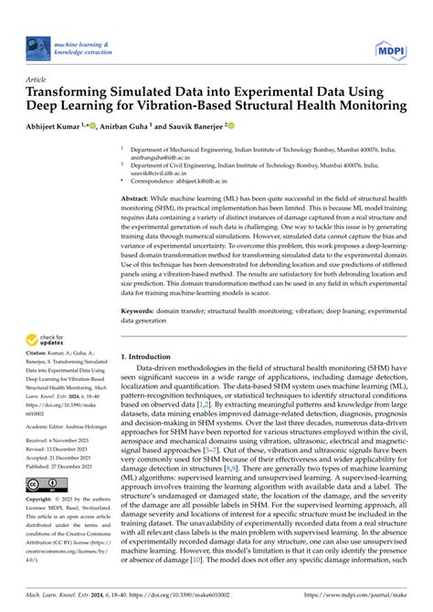 pdf transforming simulated data into experimental data using deep learning for vibration based