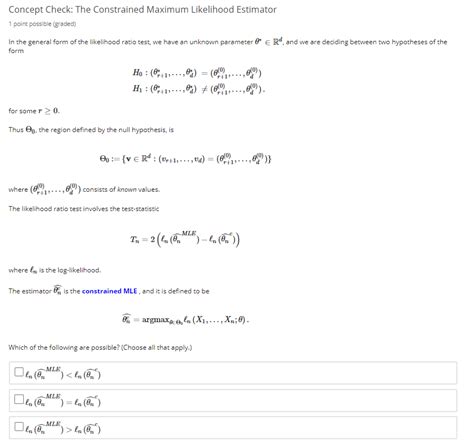 solved concept check the constrained maximum likelihood