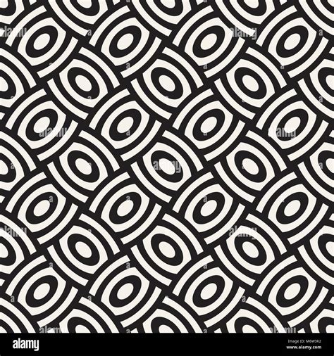 Vector Geometric Seamless Pattern With Curved Shapes Grid Abstract