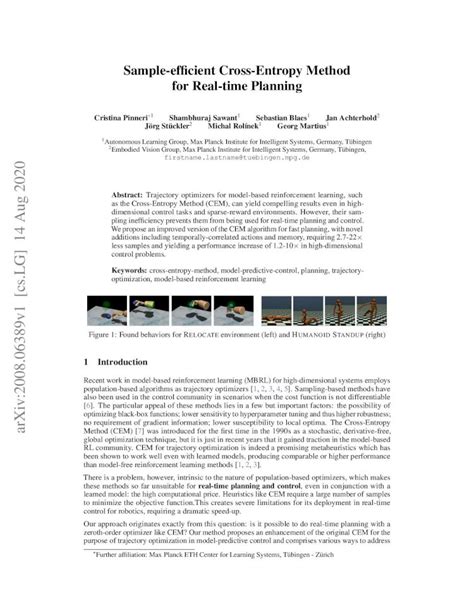 pdf sample efﬁcient cross entropy method for real time planning dokumen tips