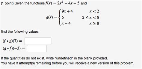 solved given the functions f x 2x 2 4x 5 and g x