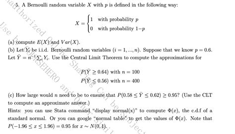 solved a bernoulli random variable x with p is defined in