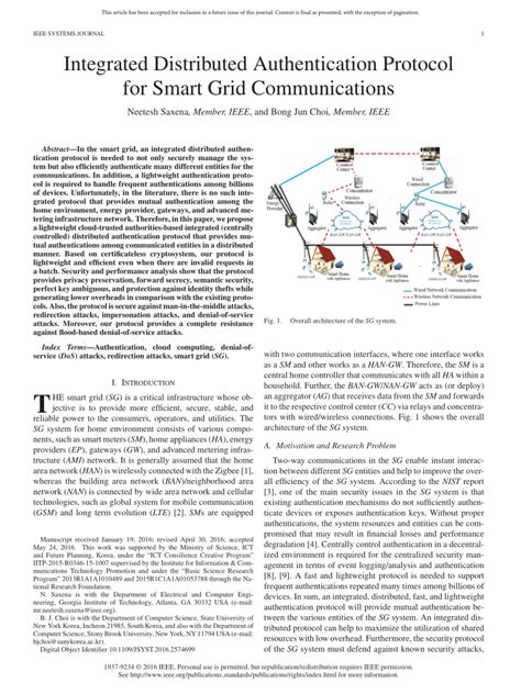 pdf integrated distributed authentication protocol for smart grid communications