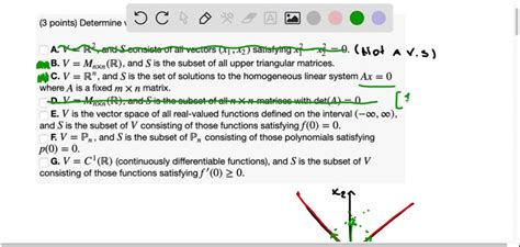 solved 3 points determine whether the given set s is a subspace of the vector space v a v