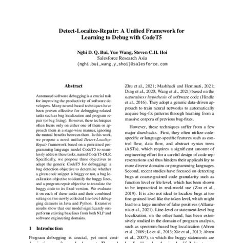 detect localize repair a unified framework for learning to debug with codet5 acl anthology