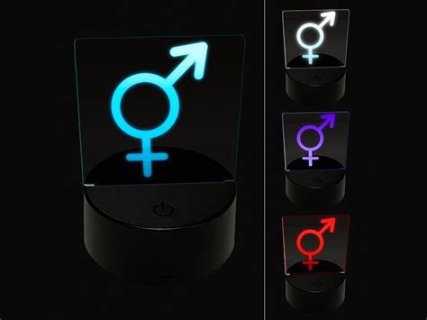 Male And Female Sign Intersex Androgynous Hermaphrodite Gender Symbol 3d Illusion Led Night