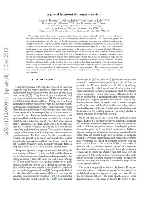 a general framework for complete positivity jason m dominy alireza shabani daniel a lidar