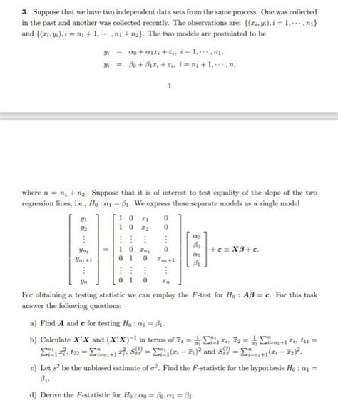 solved 3 suppose that we have two independent data sets