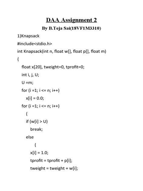 daa assignment 2 by b teja sai 18vf1m3310 pdf combinatorics graph theory