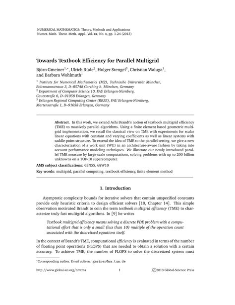 pdf towards textbook efficiency for parallel multigrid