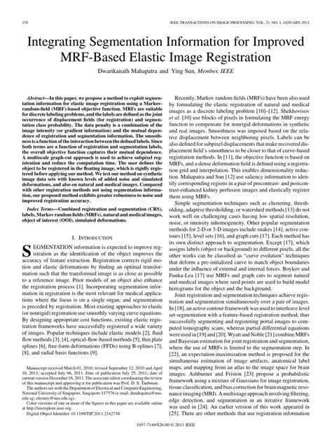 pdf integrating segmentation information for improved mrf based elastic image registration