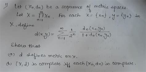 solved let x ∏n 1∞xn for each x {xn} y {yn} in x define