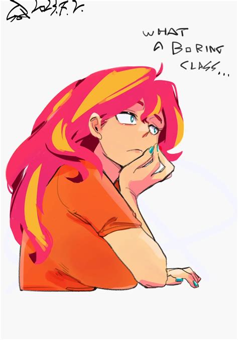 3157903 Safe Artistsozglitch Part Of A Set Sunset Shimmer Human G4 Big Breasts Bored
