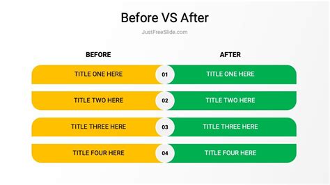 Free Comparison Before VS After Infographics 6 Slides For Google Slides