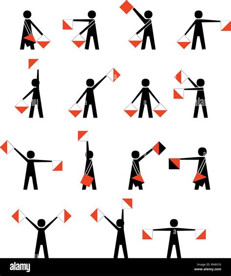 alphabet flag semaphore system vector alphabet icon vector illustration isolated on white