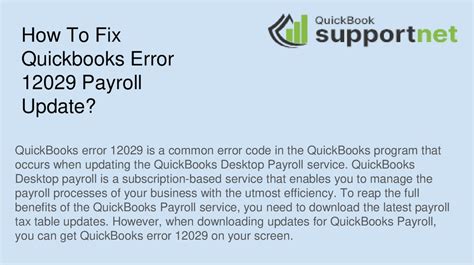 how to fix quickbooks error 12029 payroll update презентация онлайн