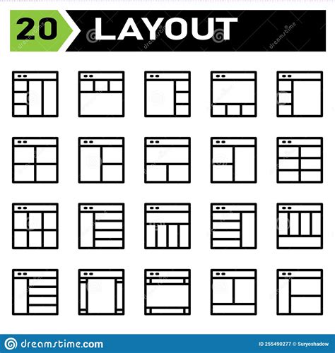 layout icon set include layout grid dashboard interface user interface align template