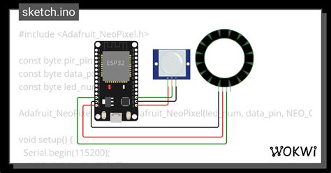 Neo Pixel Ring Using Pir Sensor Wokwi ESP32 STM32 Arduino Simulator