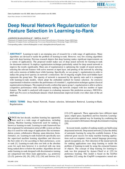 pdf deep neural network regularization for feature selection in learning to rank