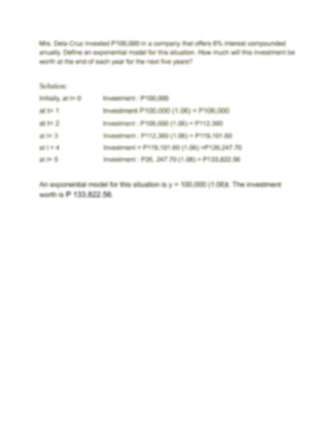 solution representing real life situations using exponential functions general mathematics