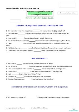 Comparative And Superlative Ficha Interactiva TopWorksheets