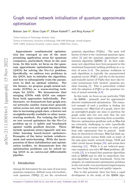 pdf graph neural network initialisation of quantum approximate optimisation