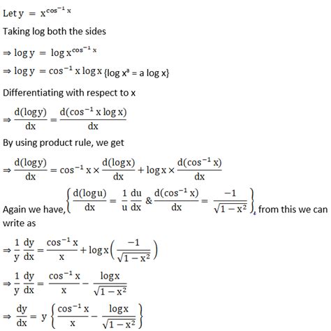differentiate the following functions with respect to x x { cos { 1} x} noon academy