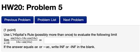 solved hw20 problem 5 previous problem problem list next