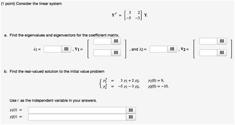 solved point consider the linear system y [ ] y find the eigenvalues and eigenvectors for